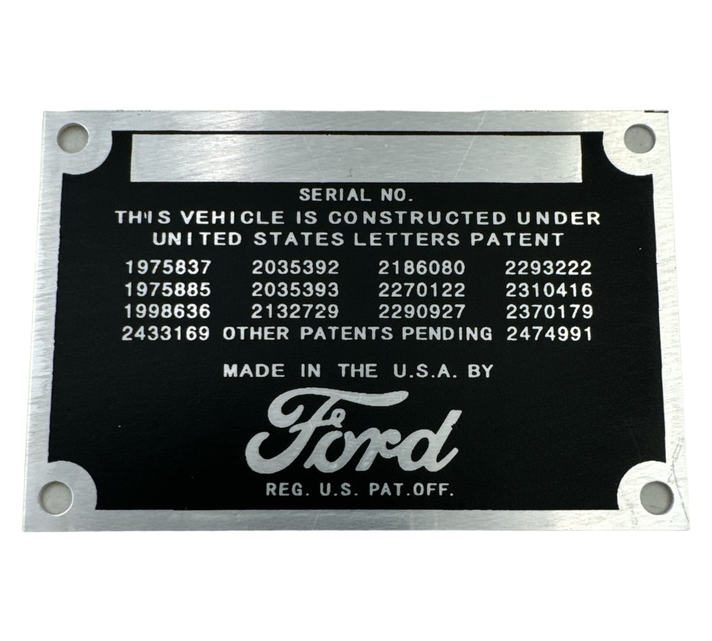 Patent Data Plate - Ford Passenger Cars and Trucks 1948-1952 ...